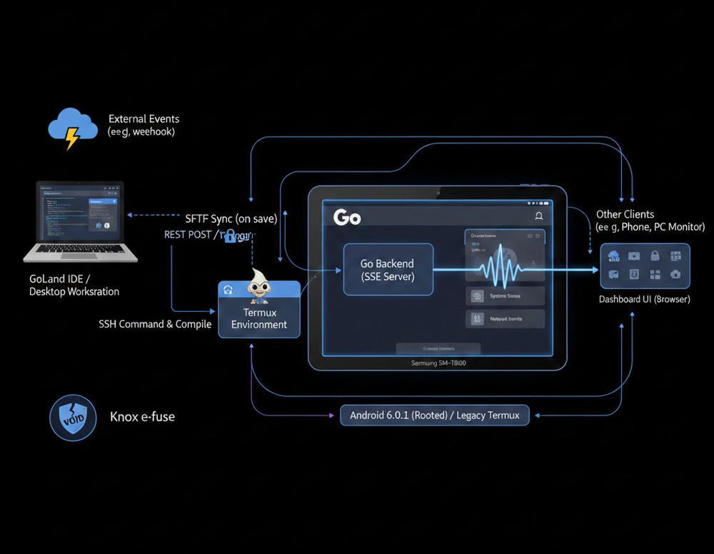 Turning the Galaxy Tab S (SM-T800) into a Go-Powered Dashboard Node